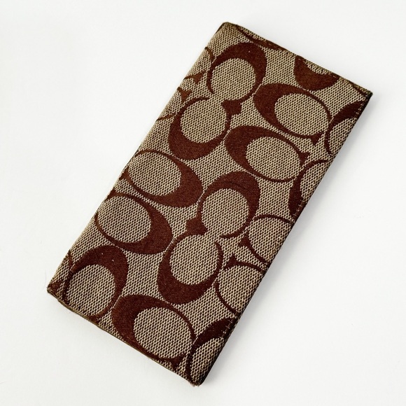 Coach | Accessories | Coach Brown Logo Checkbook Cover | Poshmark